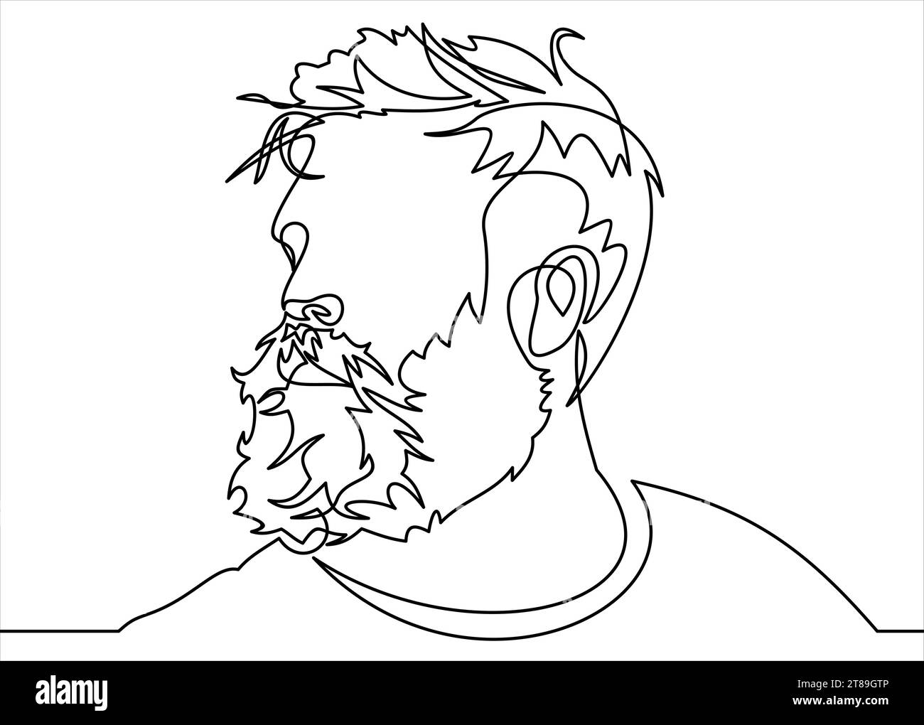 Continuous One Line Drawing Of Man Portrait Hairstyle Fashionable Men