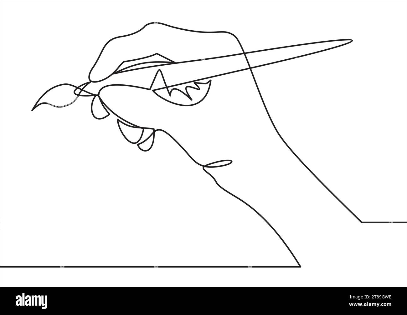 Hand Of The Artist In A Flat Style Holding The Brush Vector Continuous