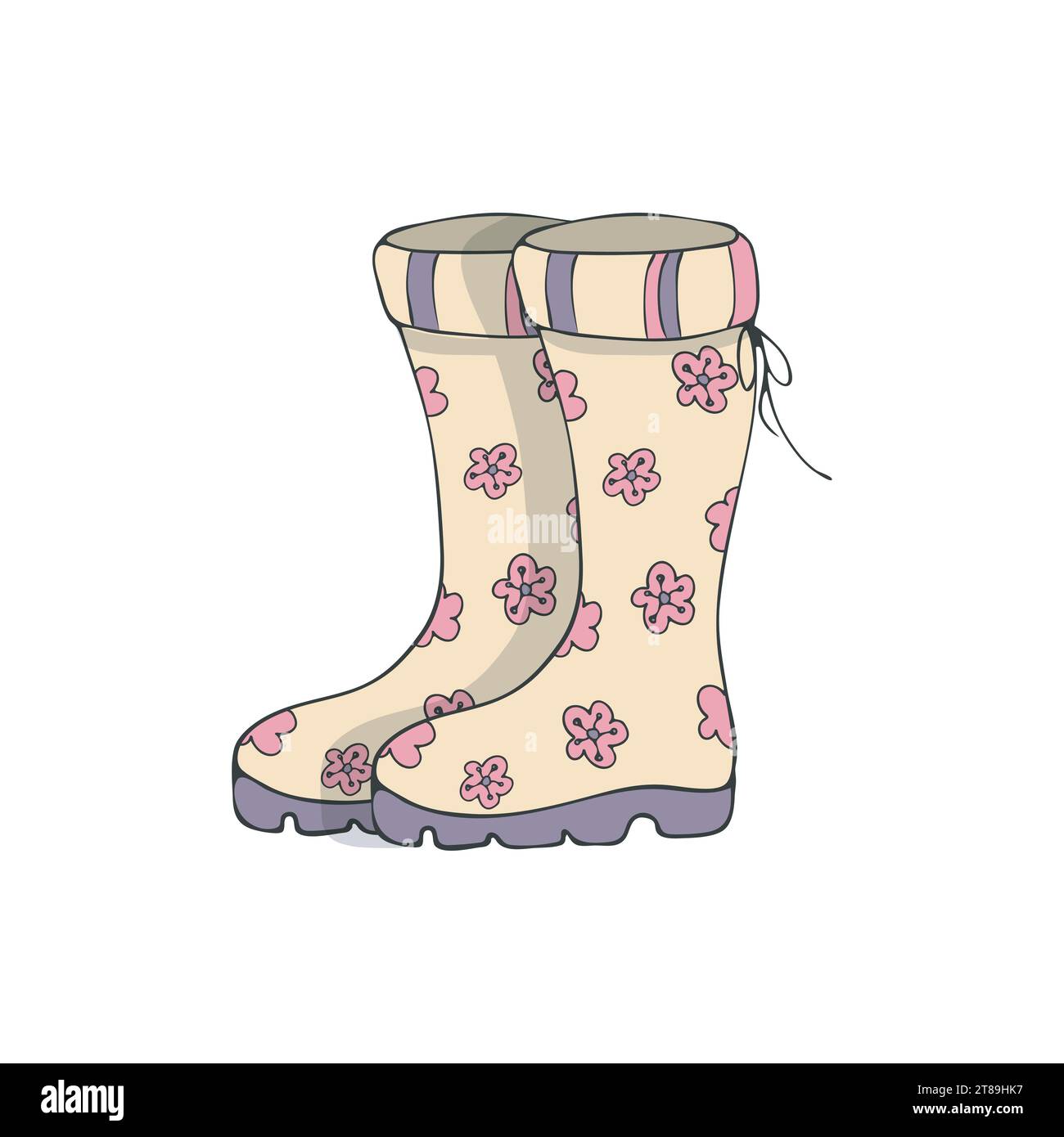 Rain Boots for Spring Garden works, cute coloured clipart. Cartoon ...