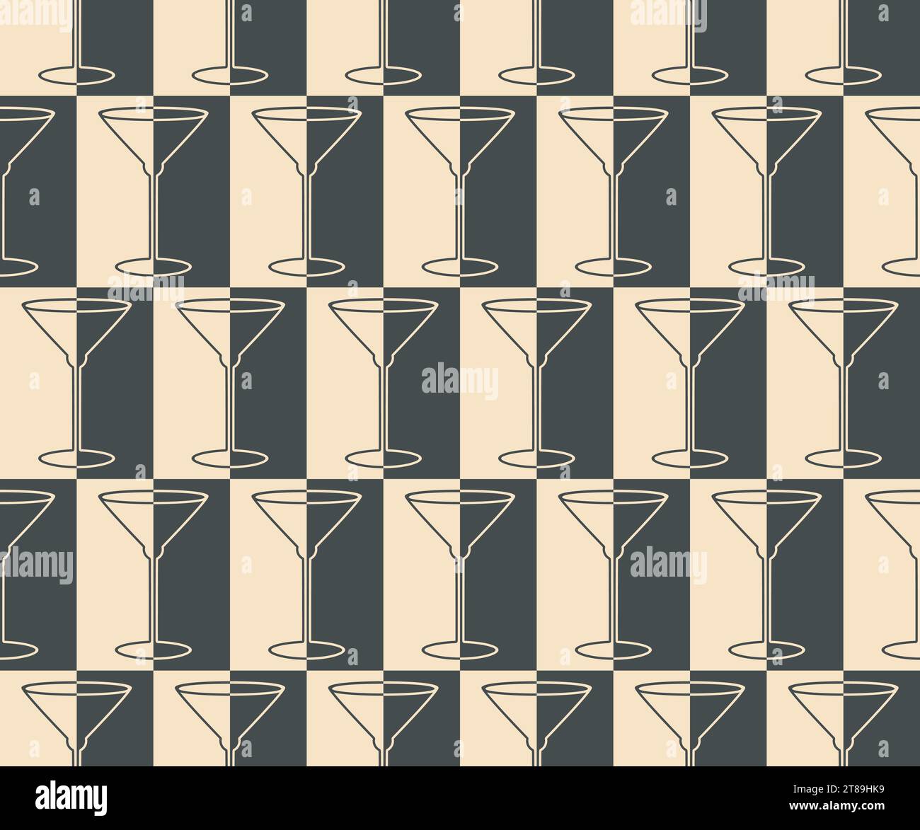 Cocktail glass, dry Martini checkerboard abstract seamless pattern ...