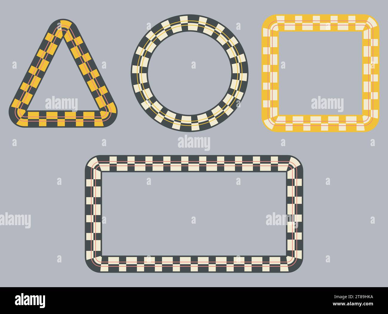 Checkered frames set. Square, circle, triangle, rectangle geometric ...