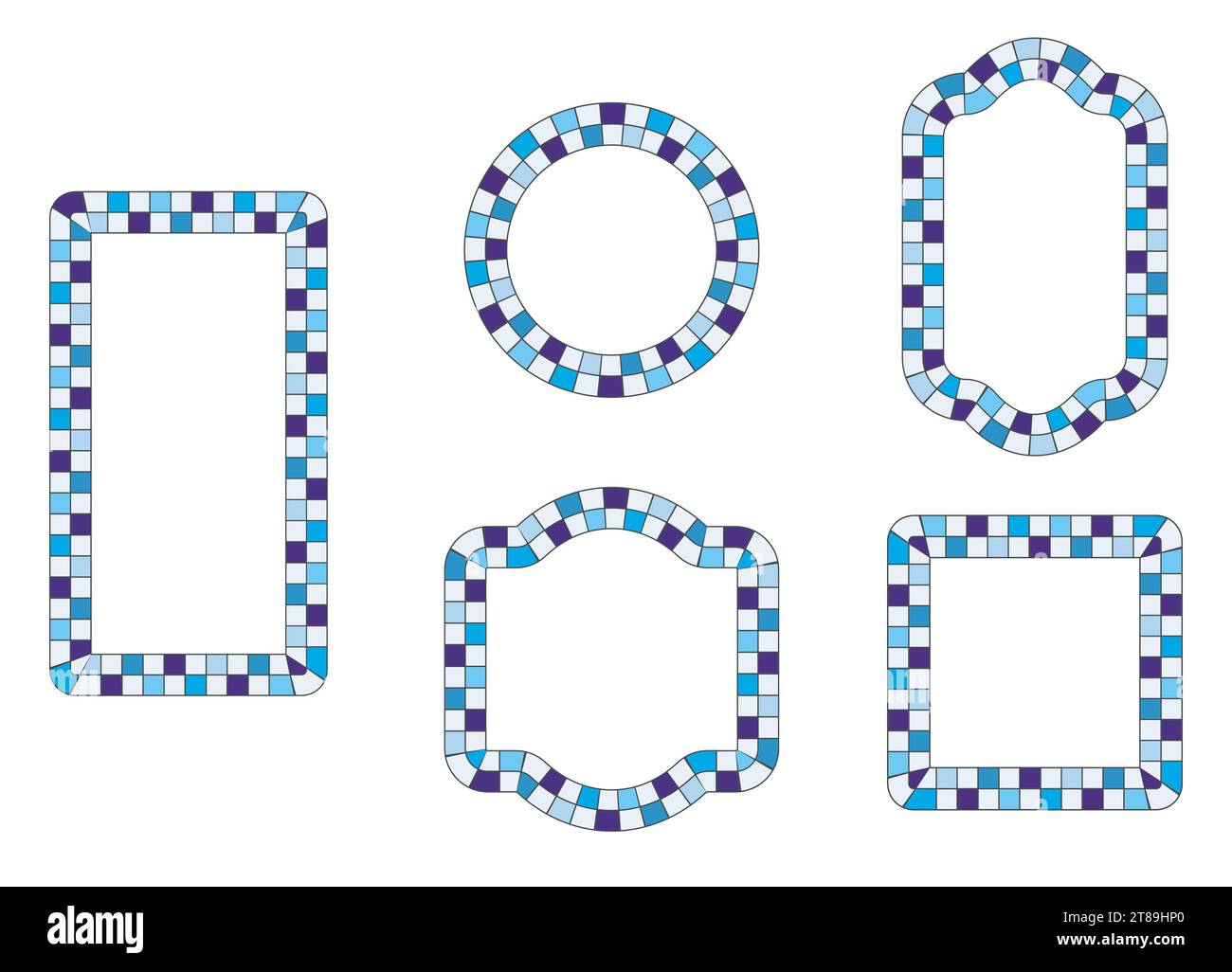Checkered frames set. Square, circle, rectangle geometric shapes ...
