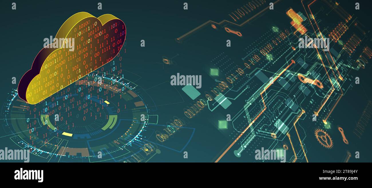 Cloud computing concept.Abstract connection technology background. Hand drawn vector Stock ...