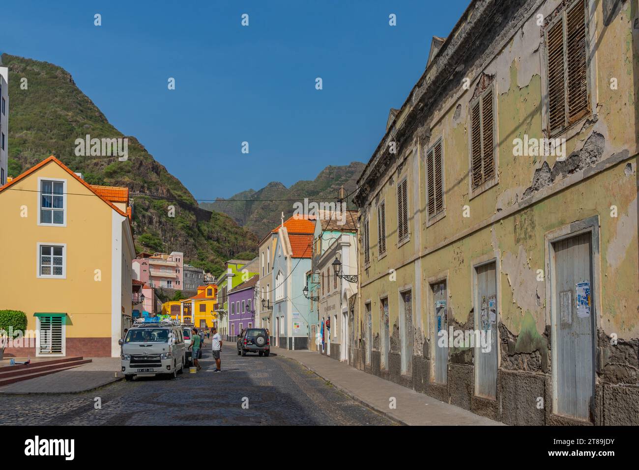 Ribeira Grande, Cape Verde - October 10.2023: Street view of Ribeira ...