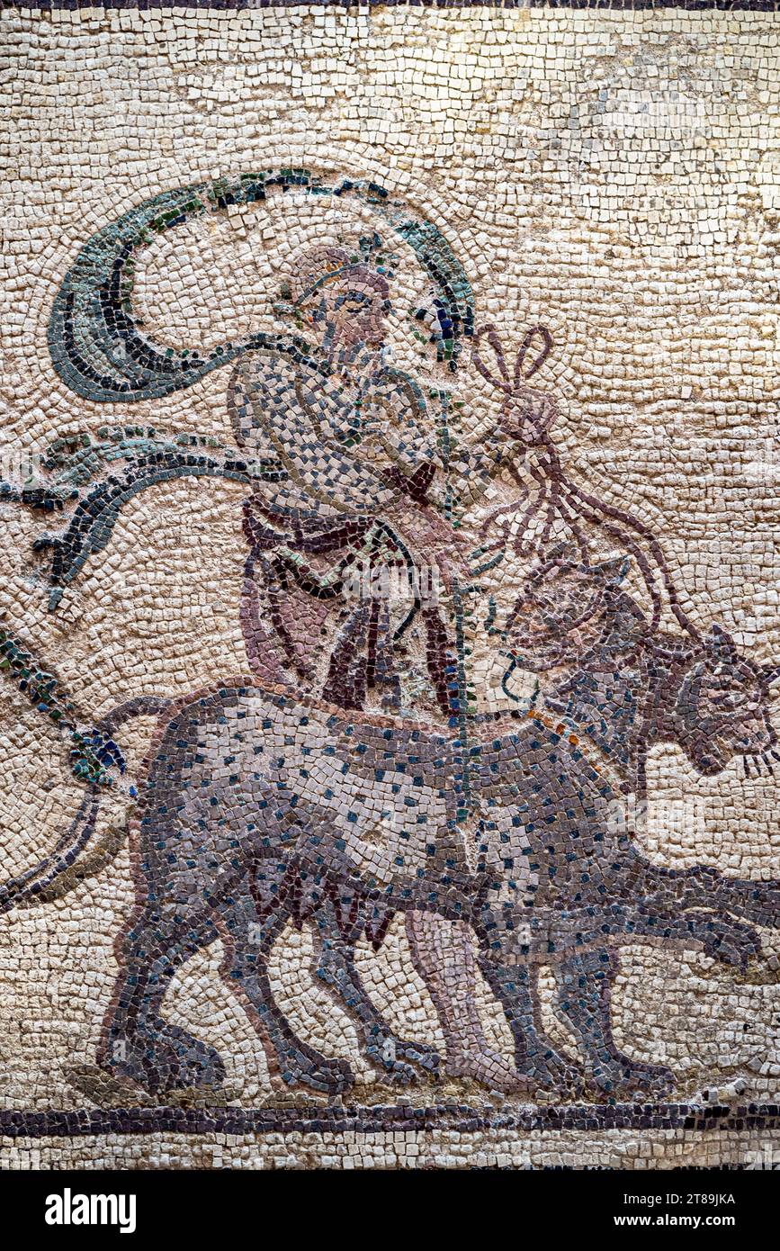 Silenus, the god of rivers in Greek mythology, controls the chariot of ...