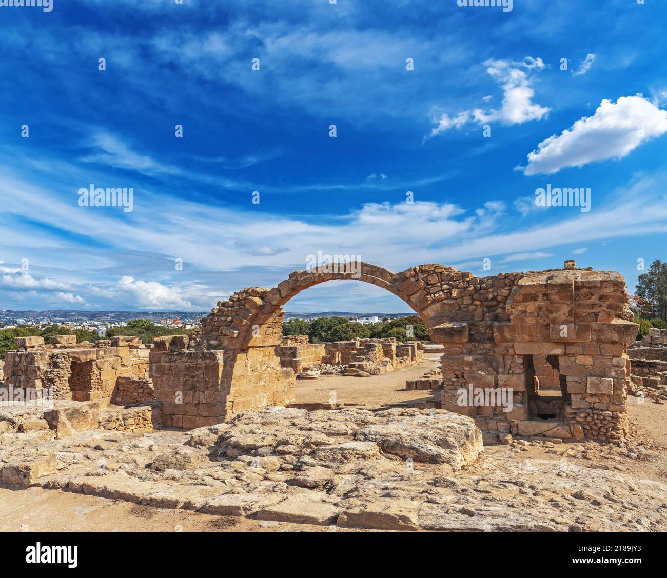 Saranta Kolones ruin. Paphos Archaeological Park. Cyprus Stock Photo ...