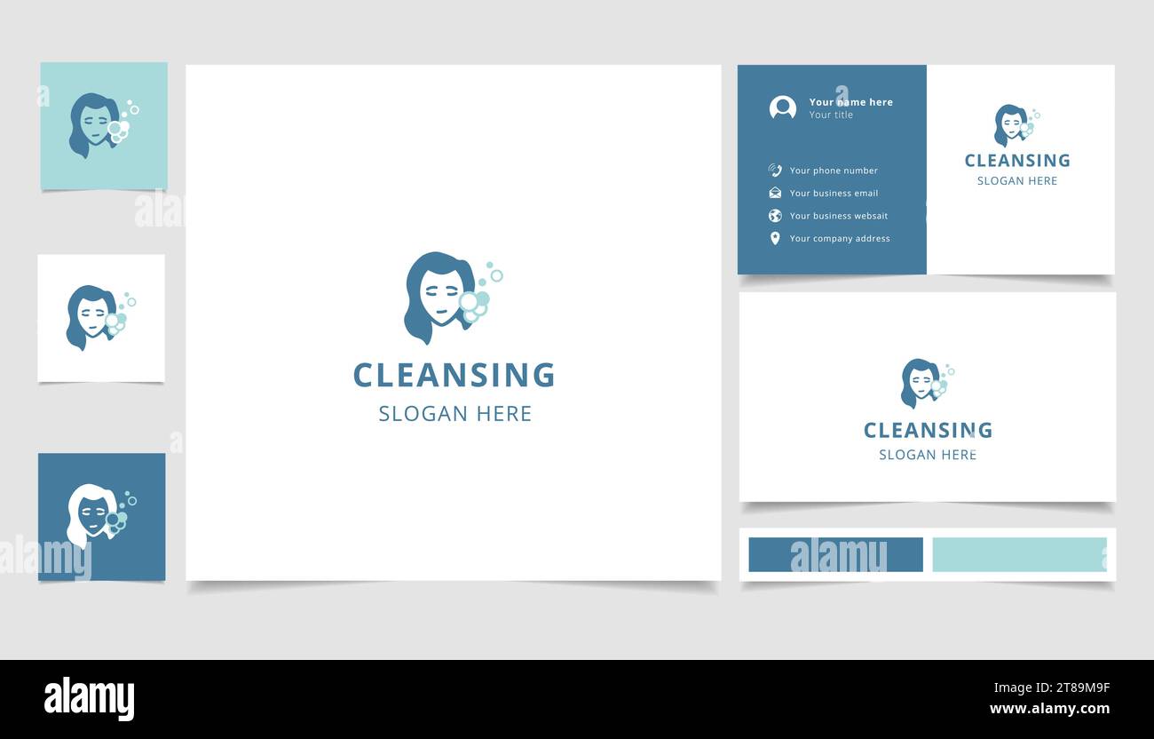 Cleansing logo design with editable slogan. Branding book and business ...