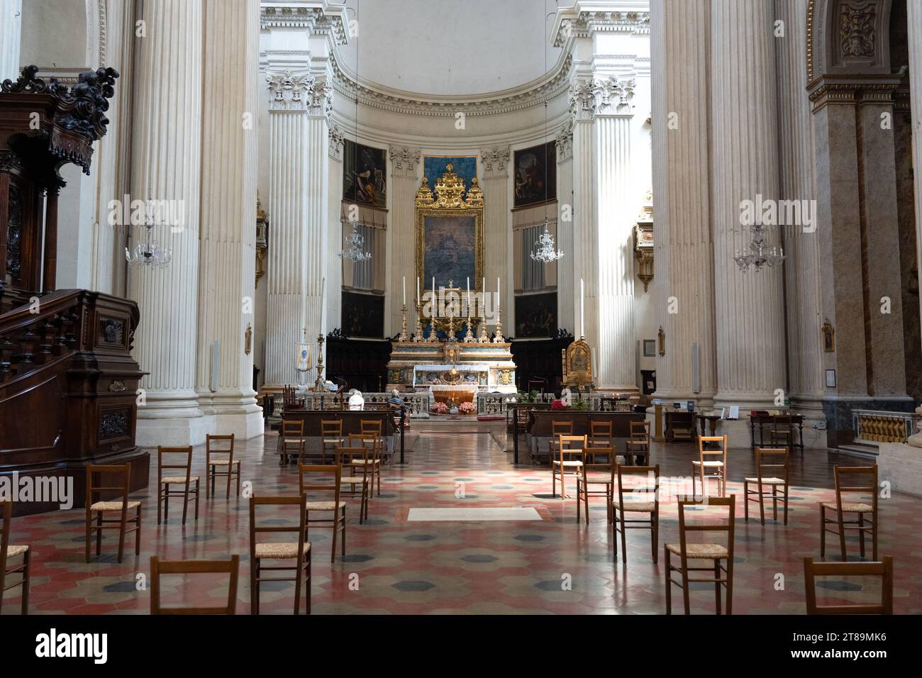 Inside a large medieval Italian church Stock Photo - Alamy