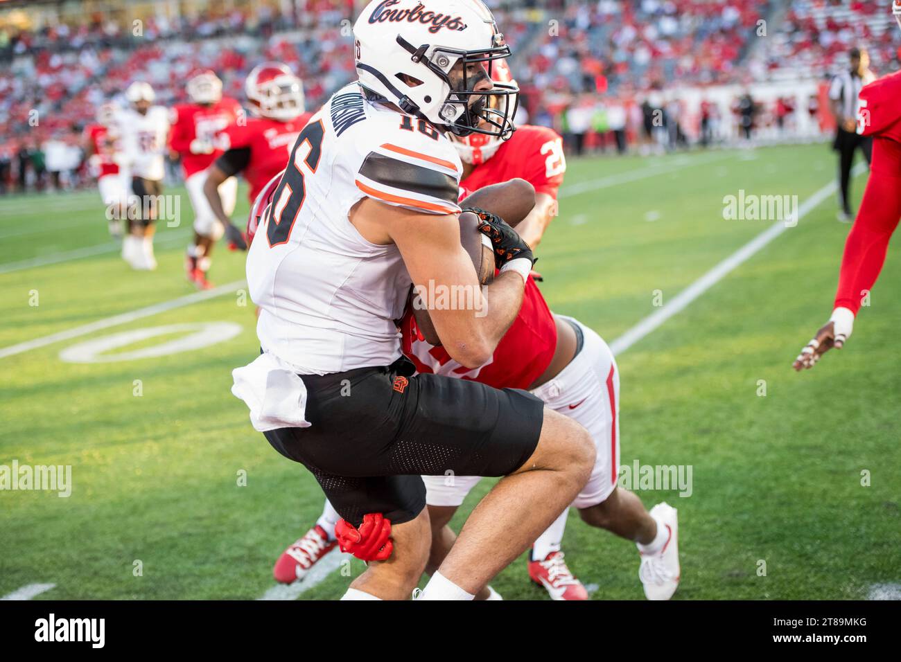 November 18, 2023: Oklahoma State Cowboys tight end Josiah Johnson (16 ...