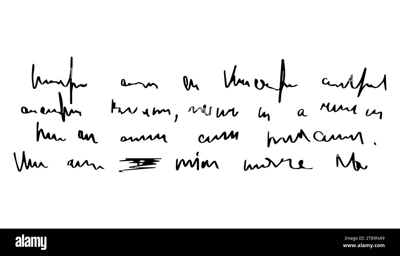 Handwritten Unreadable ink stroke, doodle illegible fictional language ...