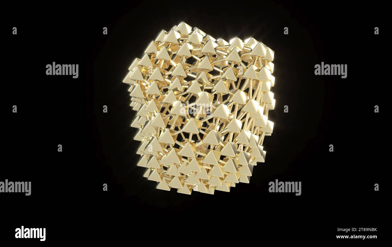 Golden pyramids move abstract object intro 3d render Stock Photo - Alamy