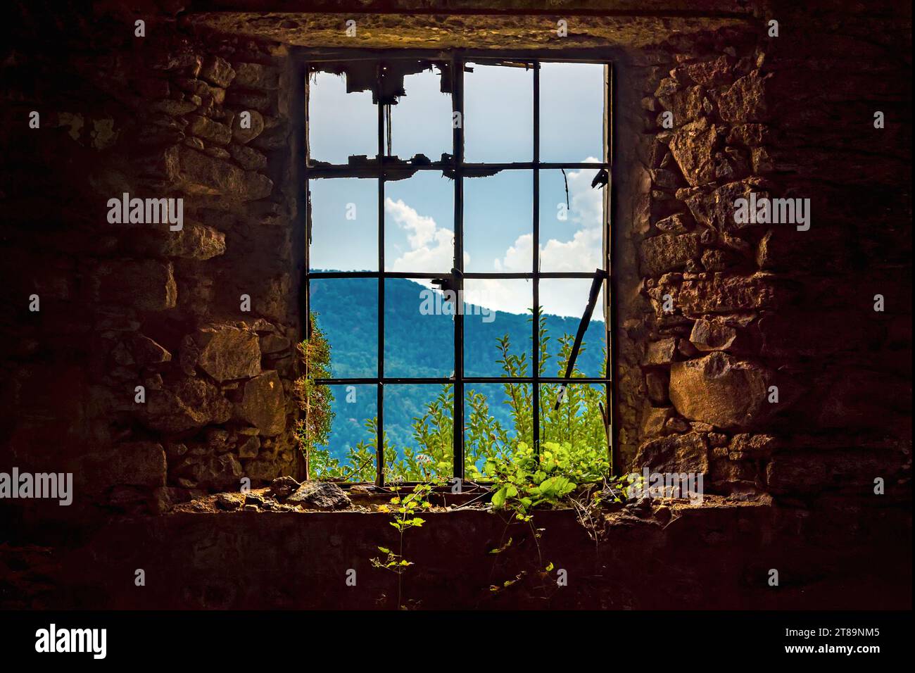 View from the broken window of the abandoned hotel Berengaria (Cyprus ...