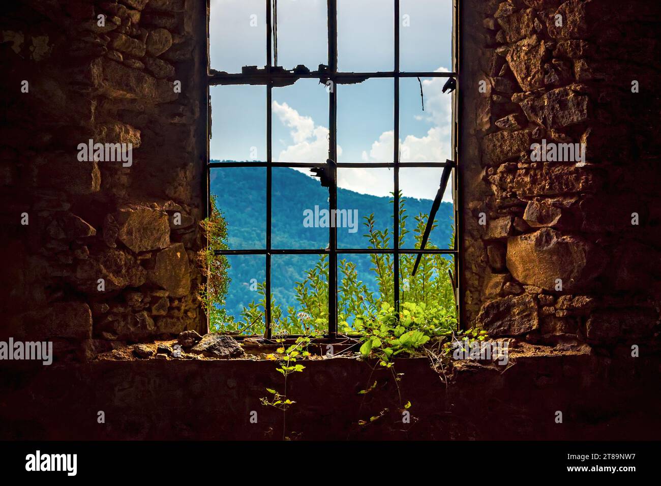 View from the broken window of the abandoned hotel Berengaria (Cyprus ...