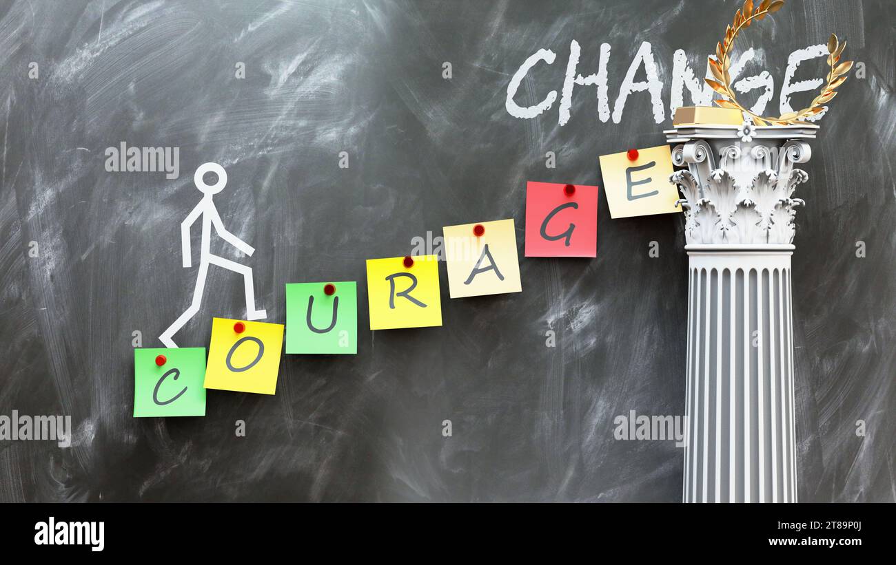 Courage leads to Change - a metaphor showing how courage makes the way ...