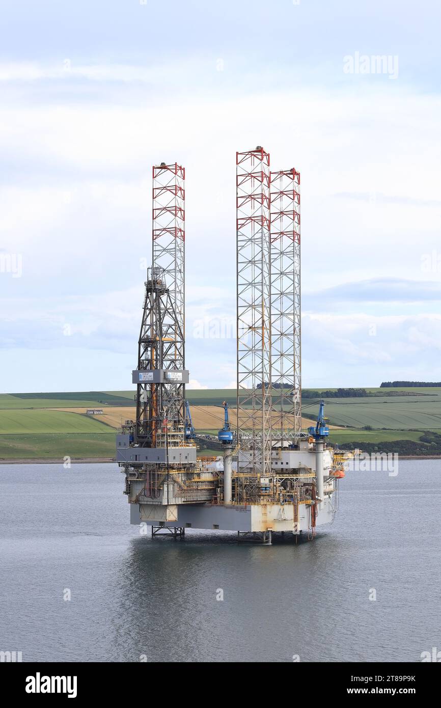 An oil platform is pictured moored off Invergordon. Invergordon is a ...