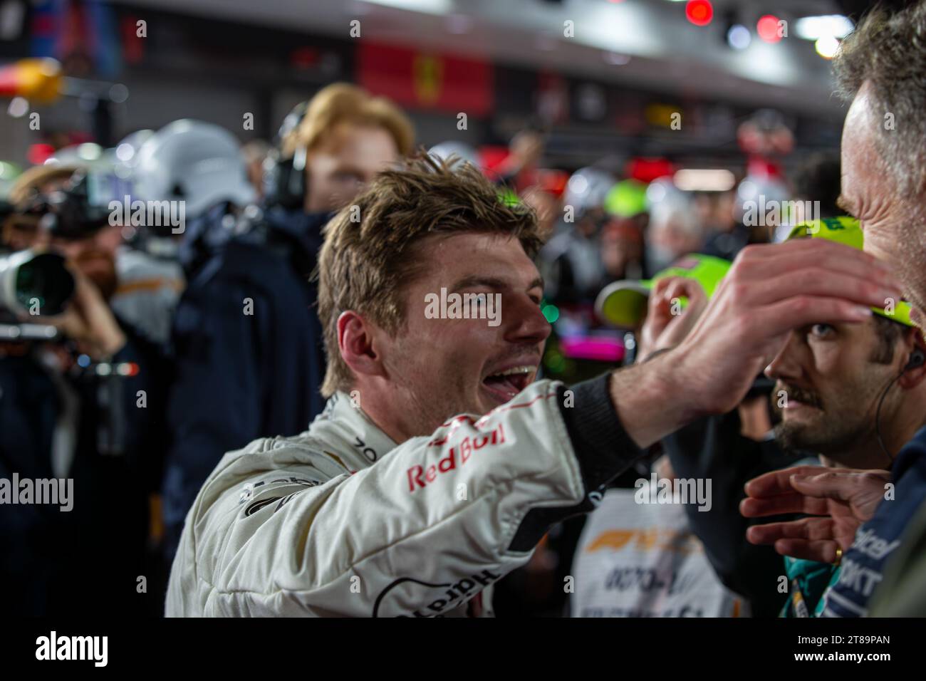 Las Vegas, USA. 18th Nov 2023. Max Verstappen (NED) Redbull Racing RB19 after winning of first ...