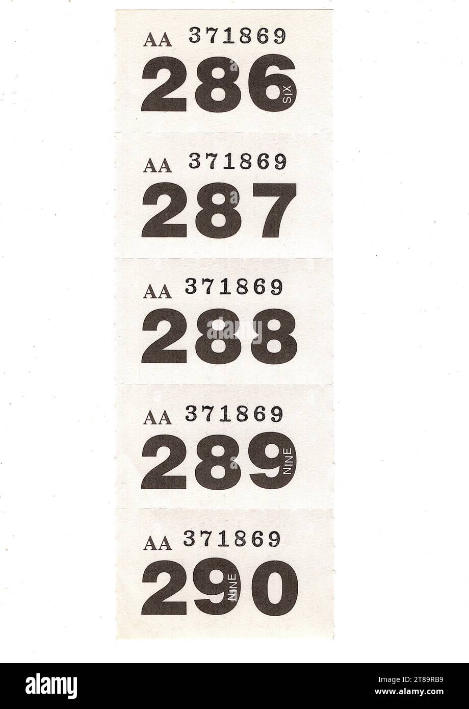 A strip of white vintage raffle tickets on a white background Stock ...