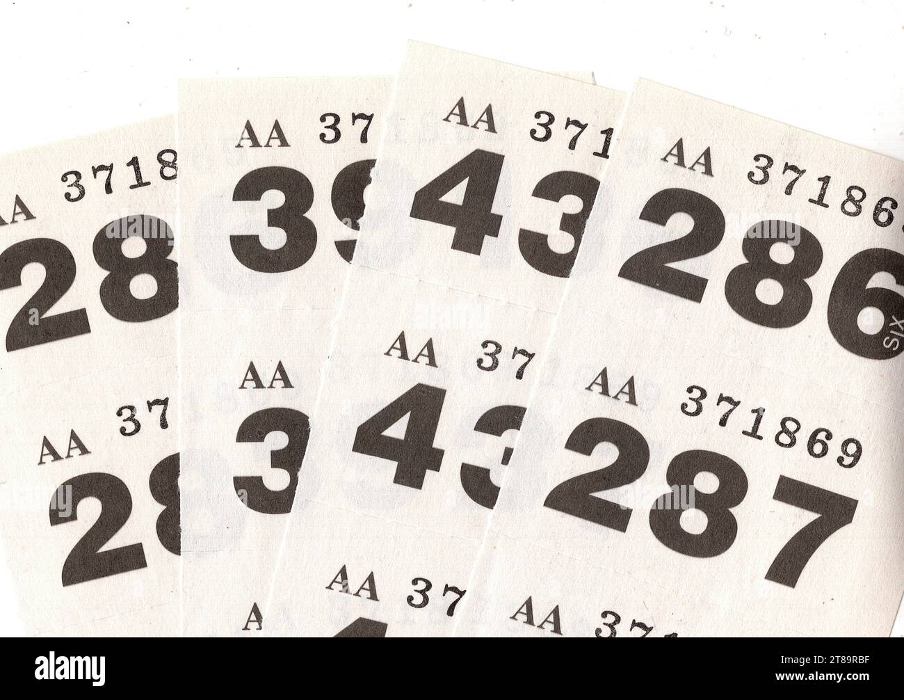A fan of white vintage raffle tickets on a white background Stock Photo ...