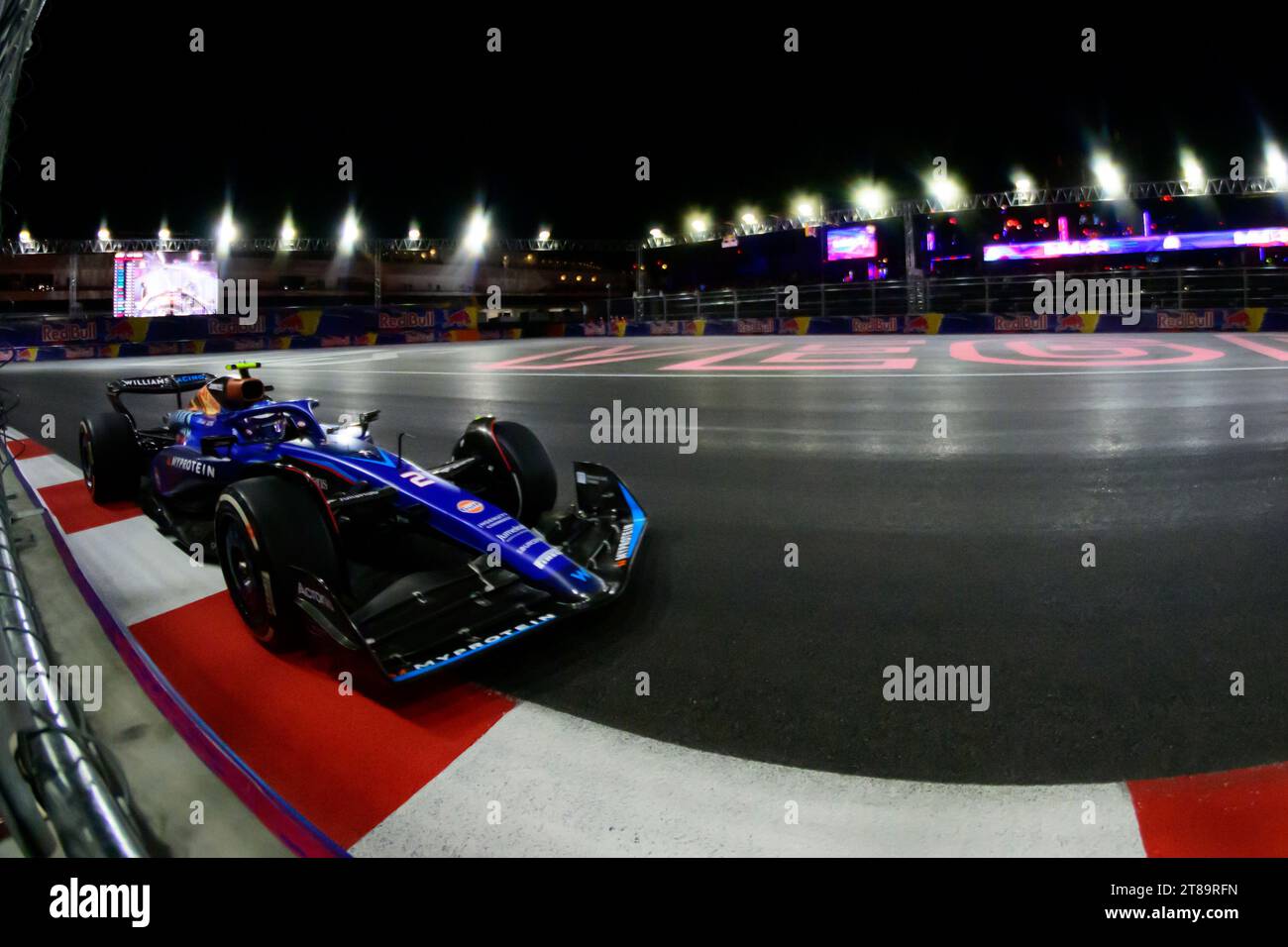 Williams Racing driver Logan Sargeant (2) of the United States, races ...