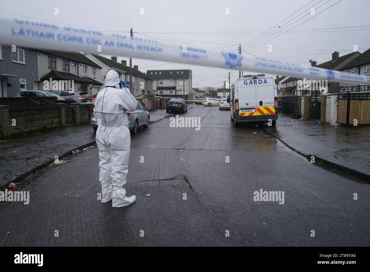 The scene in Finglas, north Dublin, after a male was shot and injured ...