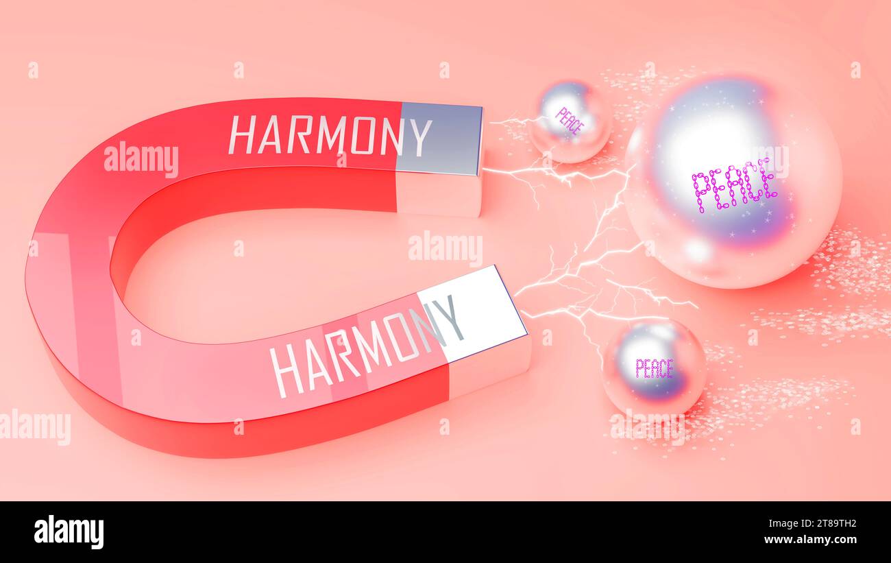 Harmony attracts Peace. A magnet metaphor in which power of harmony ...