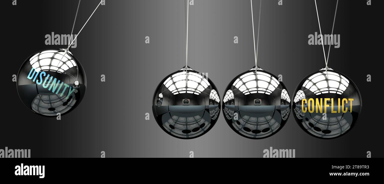 Disunity leads to Conflict. Cause and effect relation between them.,3d ...