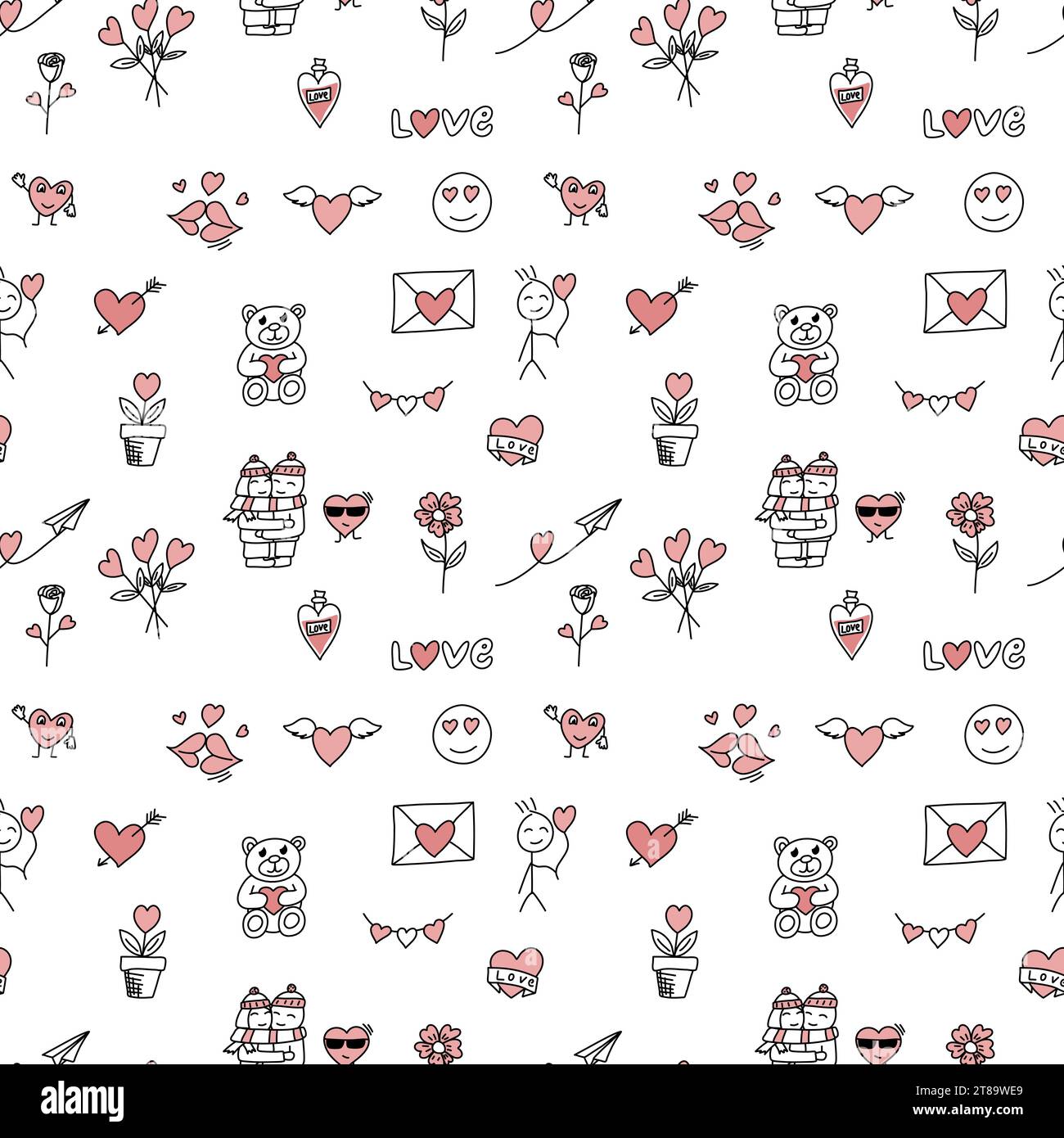 Vector illustration. Romantic doodle pattern for Valentines Day Stock ...