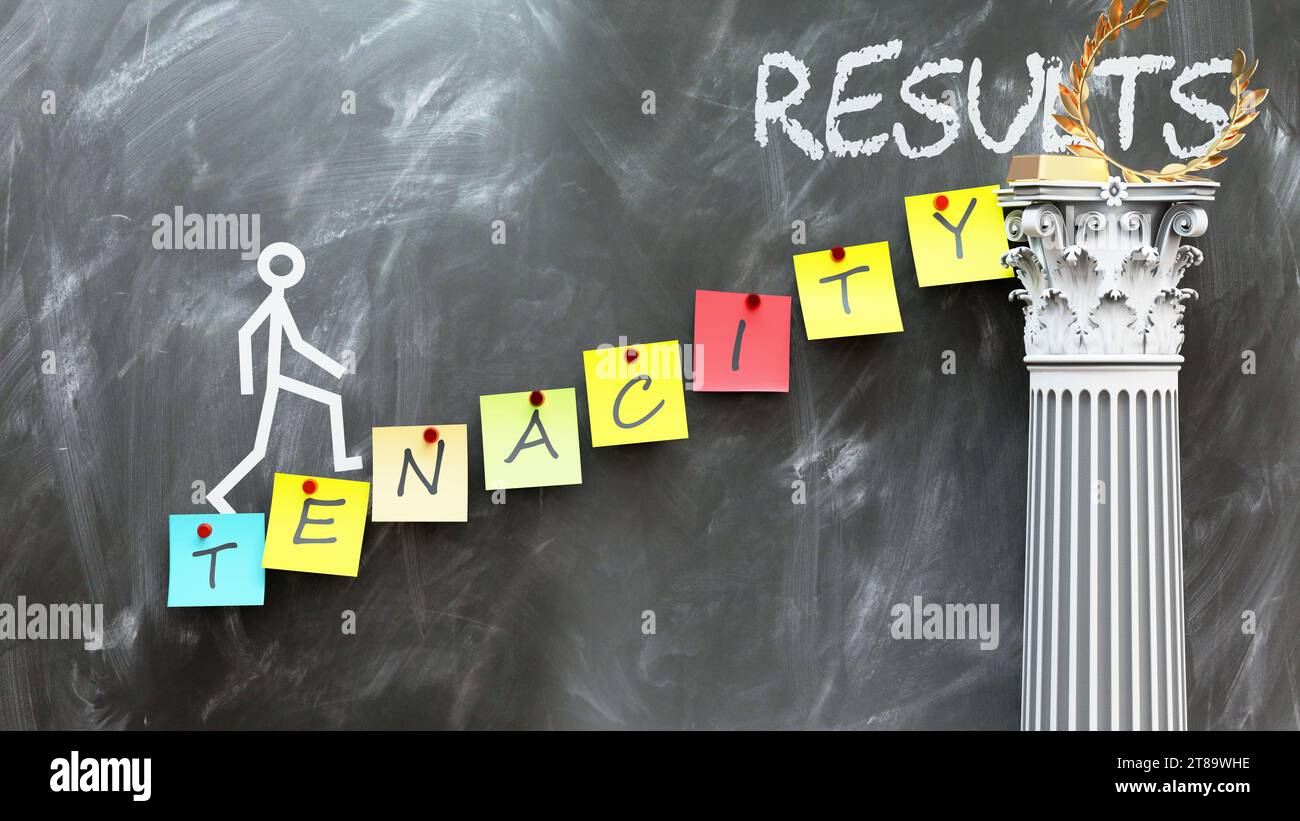 Tenacity leads to Results - a metaphor showing how tenacity makes the ...