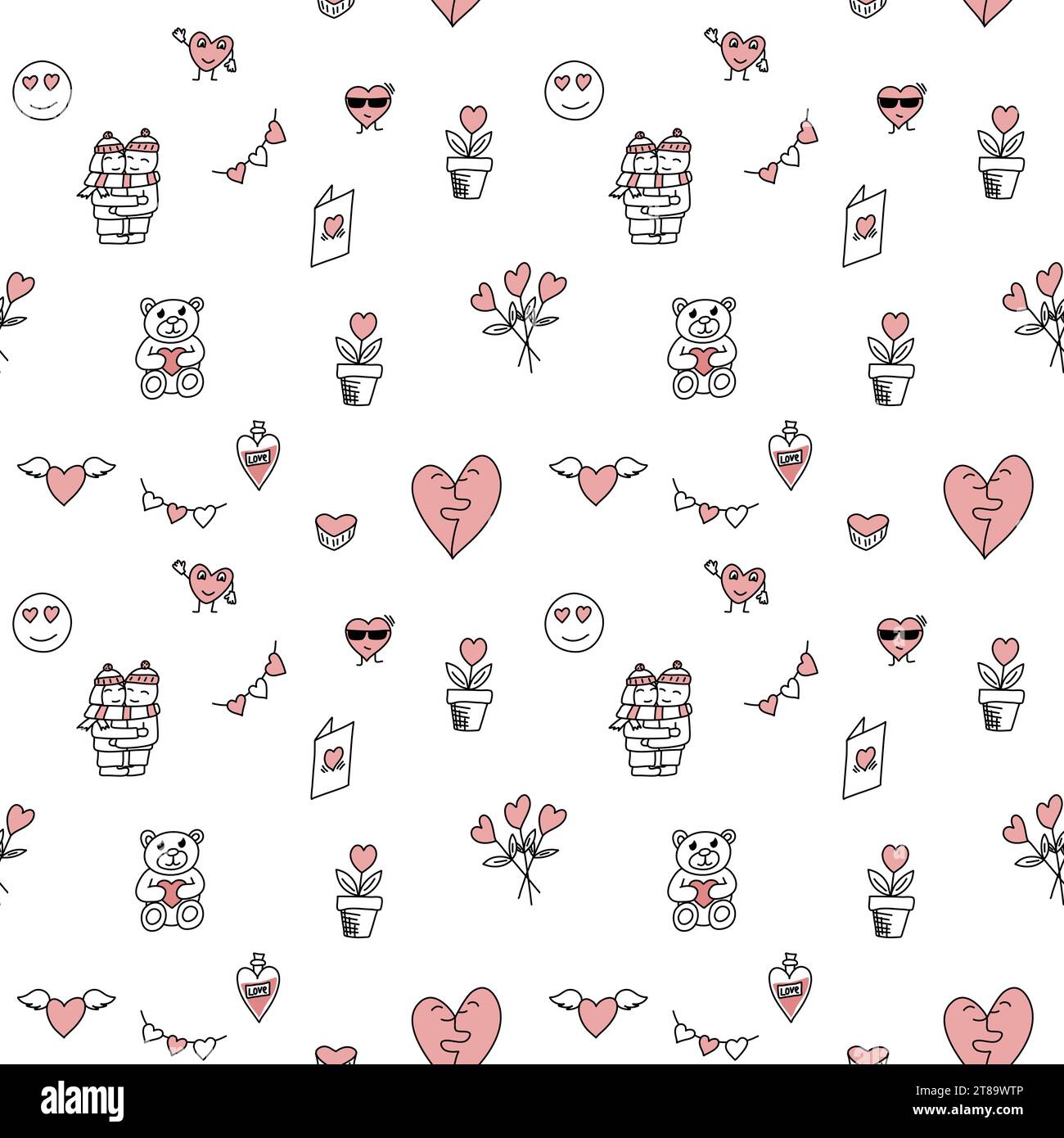 Vector illustration. Romantic doodle pattern for Valentines Day Stock ...