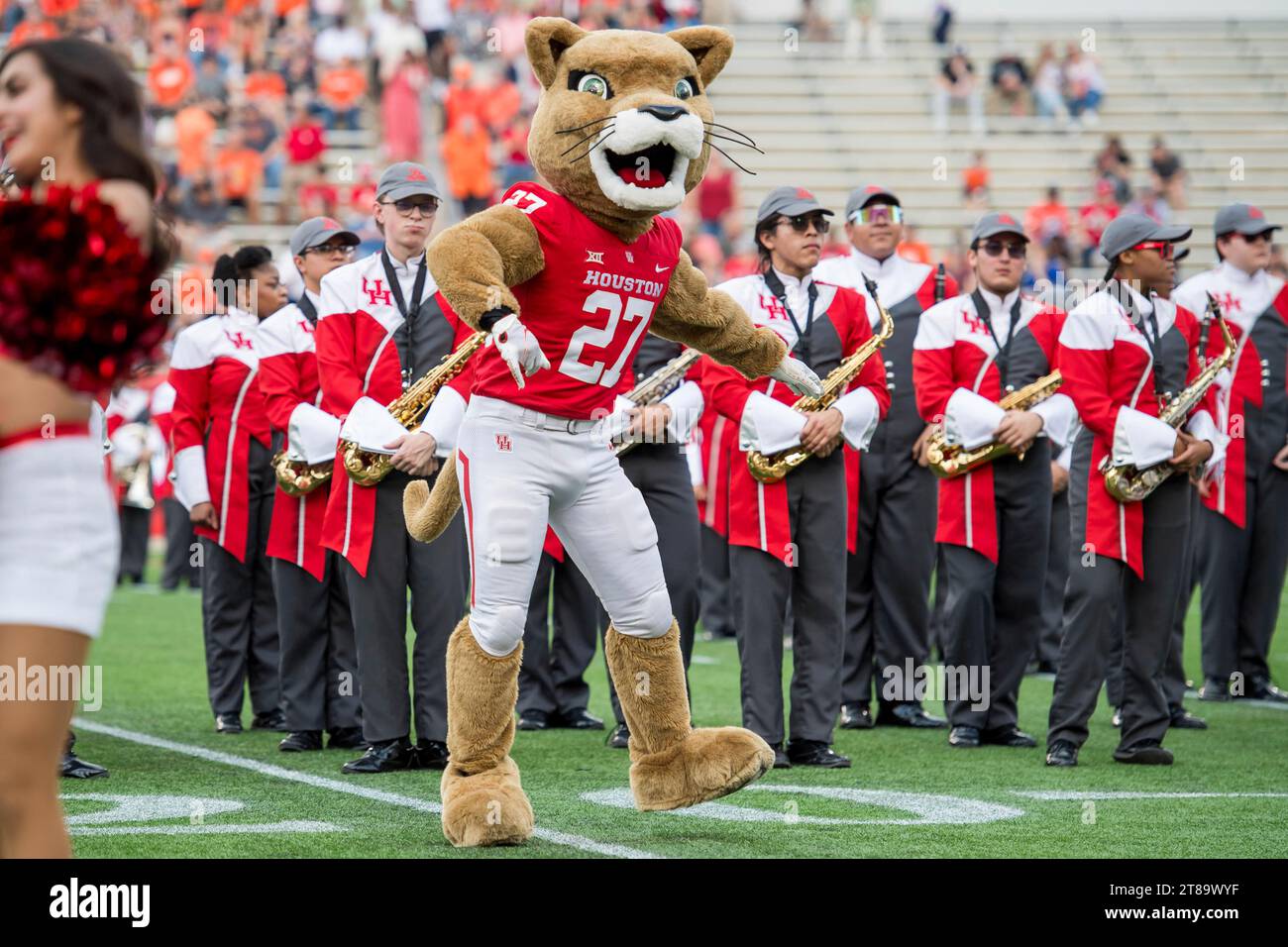 November 18, 2023: Houston Cougars mascot Shasta dances prior to a game ...