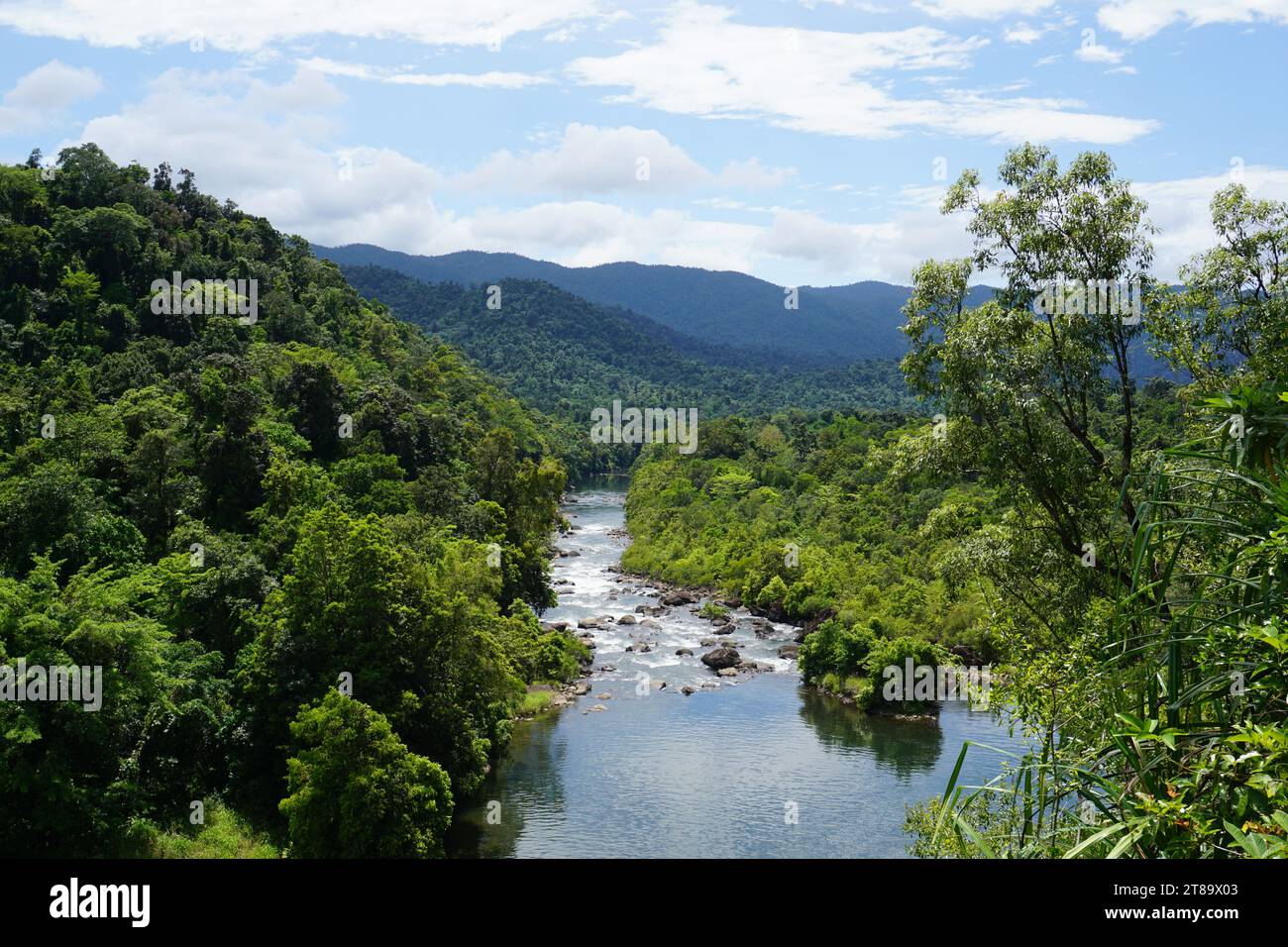 Landscape view of tully river in tully gorge with mountains surrounded ...