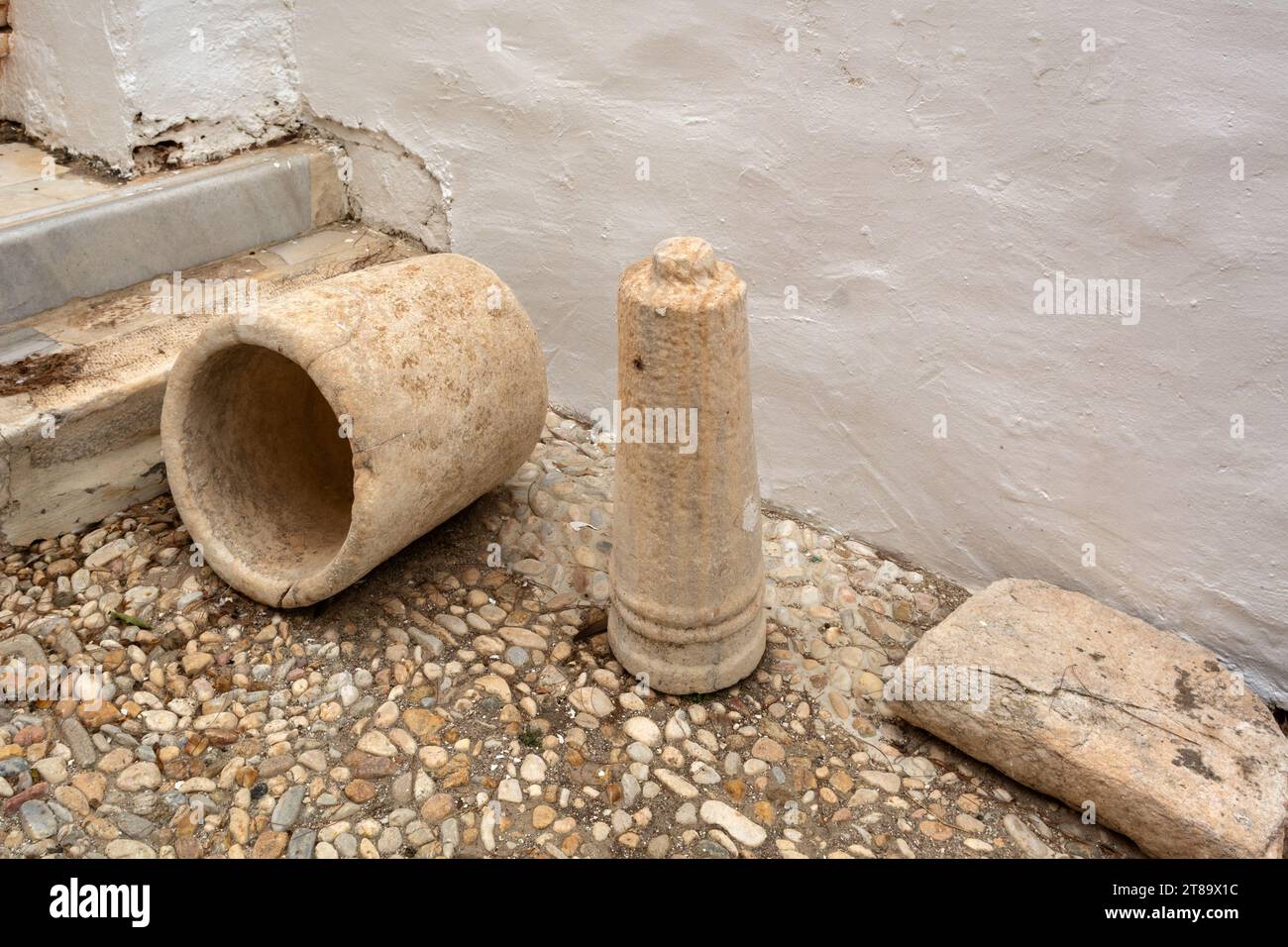 Archaeological ruins in the Byzantine Museum of Paros in the ...
