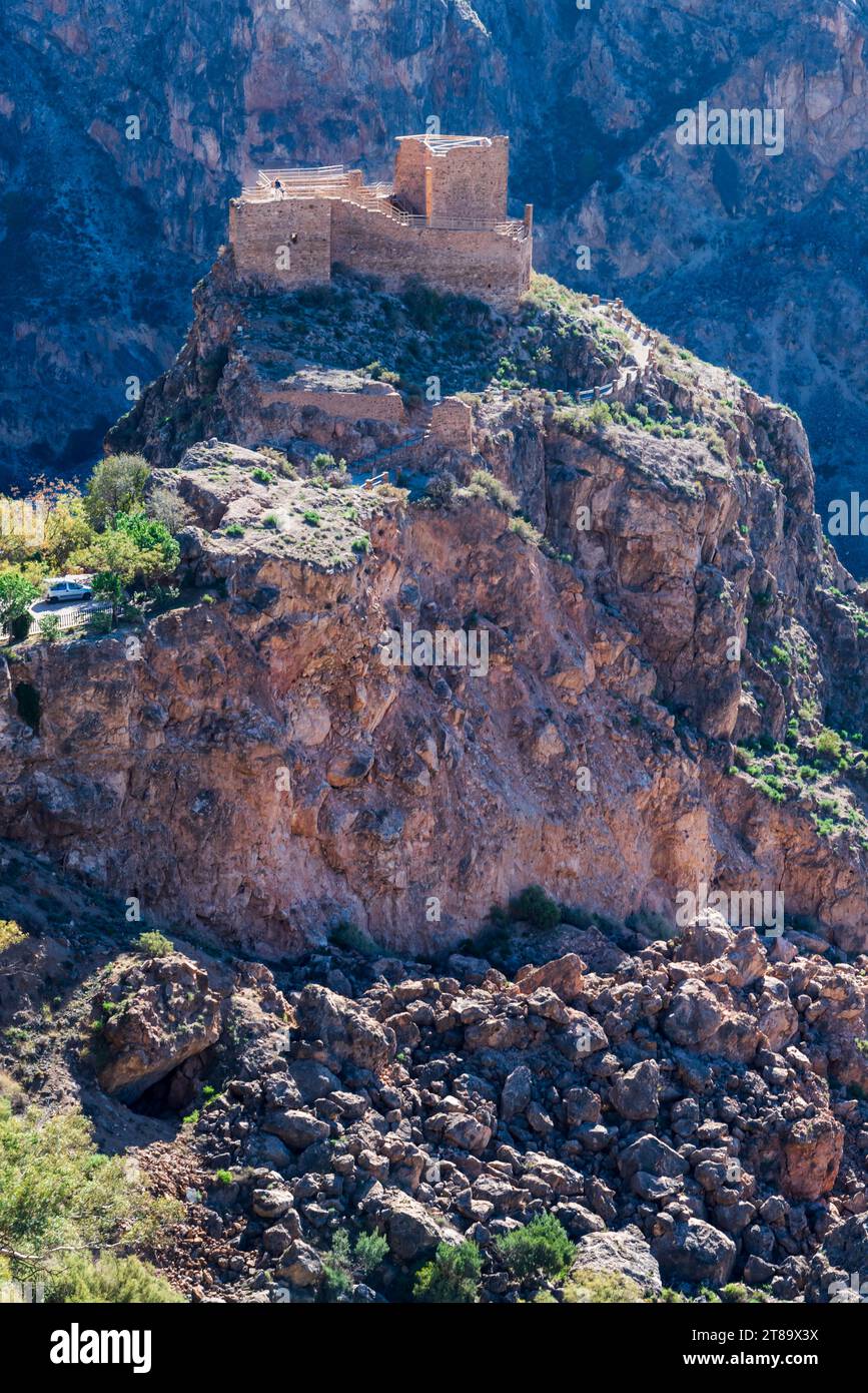 Lanjaron Castle or also known as Castle of the Moors in the town of ...