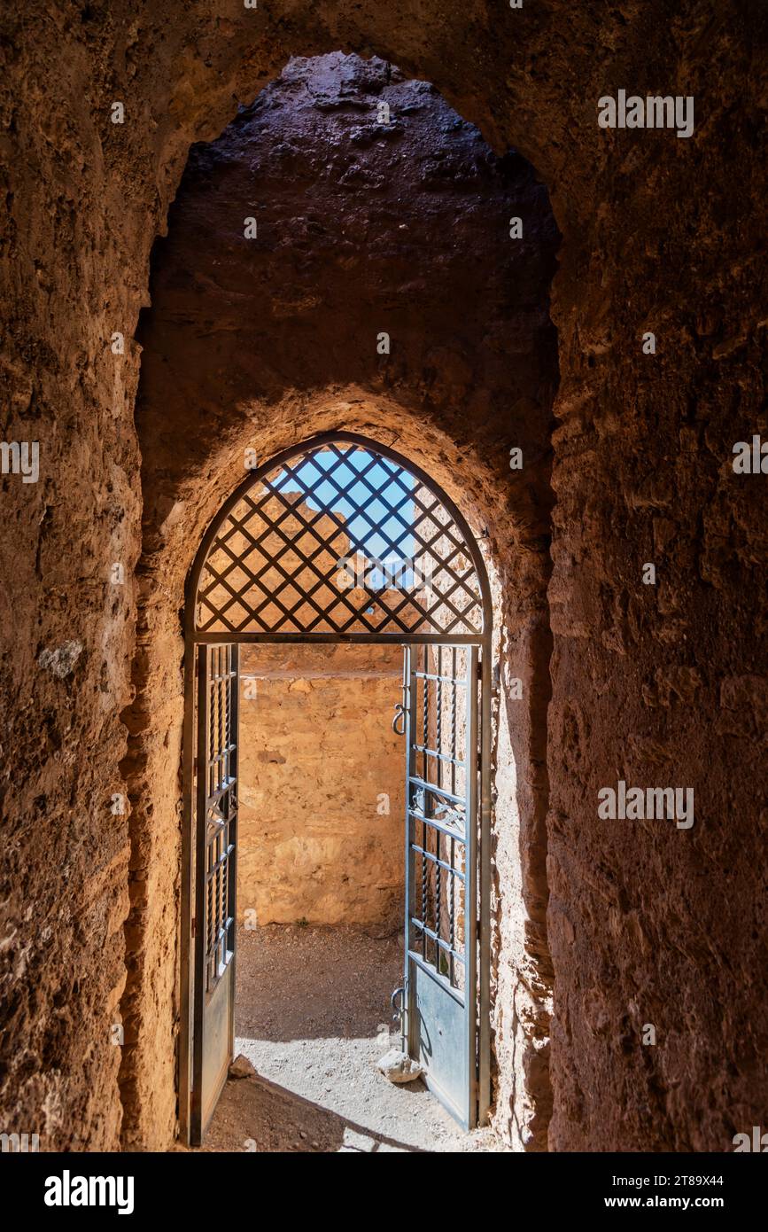 Entrance to the Lanjaron Castle or also known as Castle of the Moors in ...