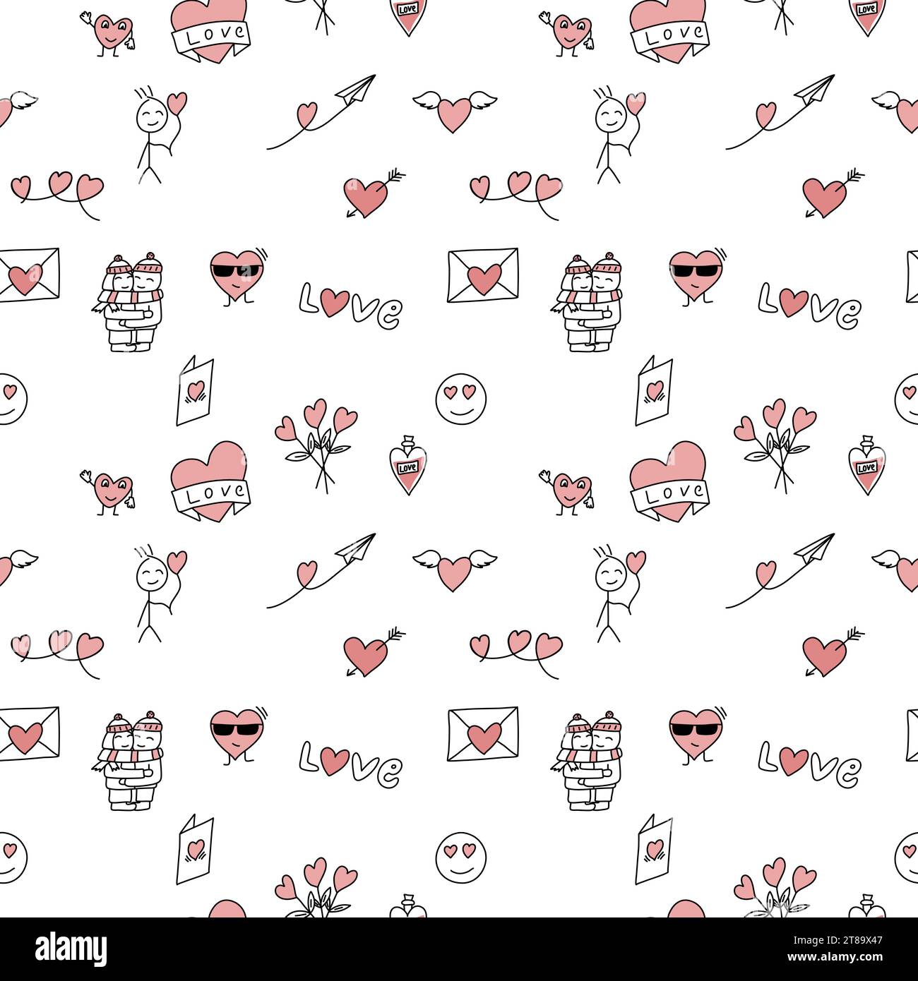 Vector illustration. Romantic doodle pattern for Valentines Day Stock ...