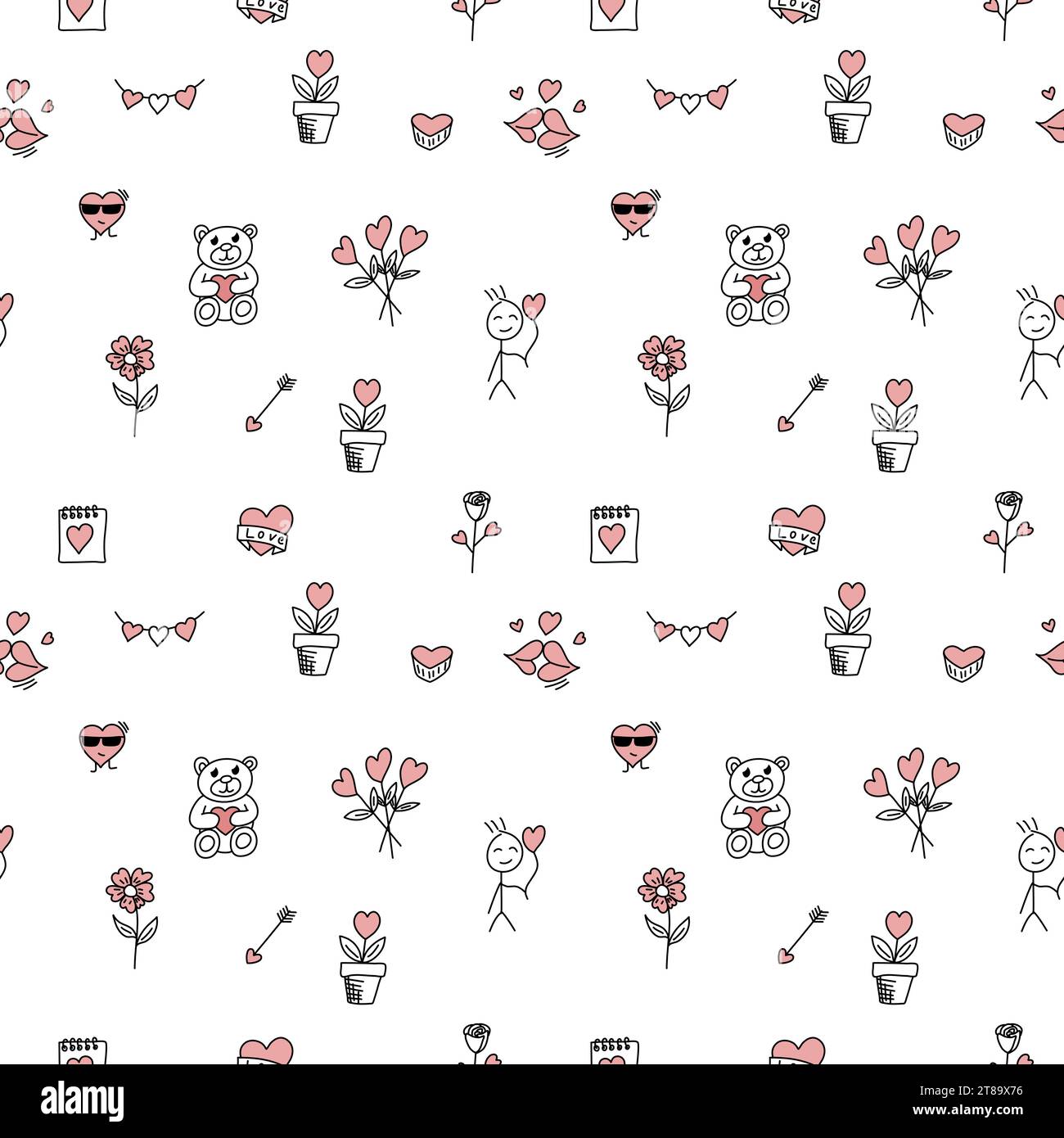 Vector illustration. Romantic doodle pattern for Valentines Day Stock ...
