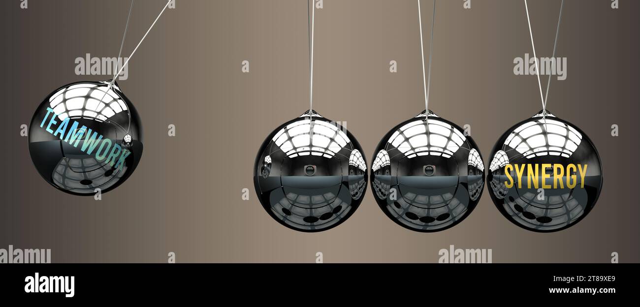 Teamwork leads to Synergy. Cause and effect relation between them.,3d ...