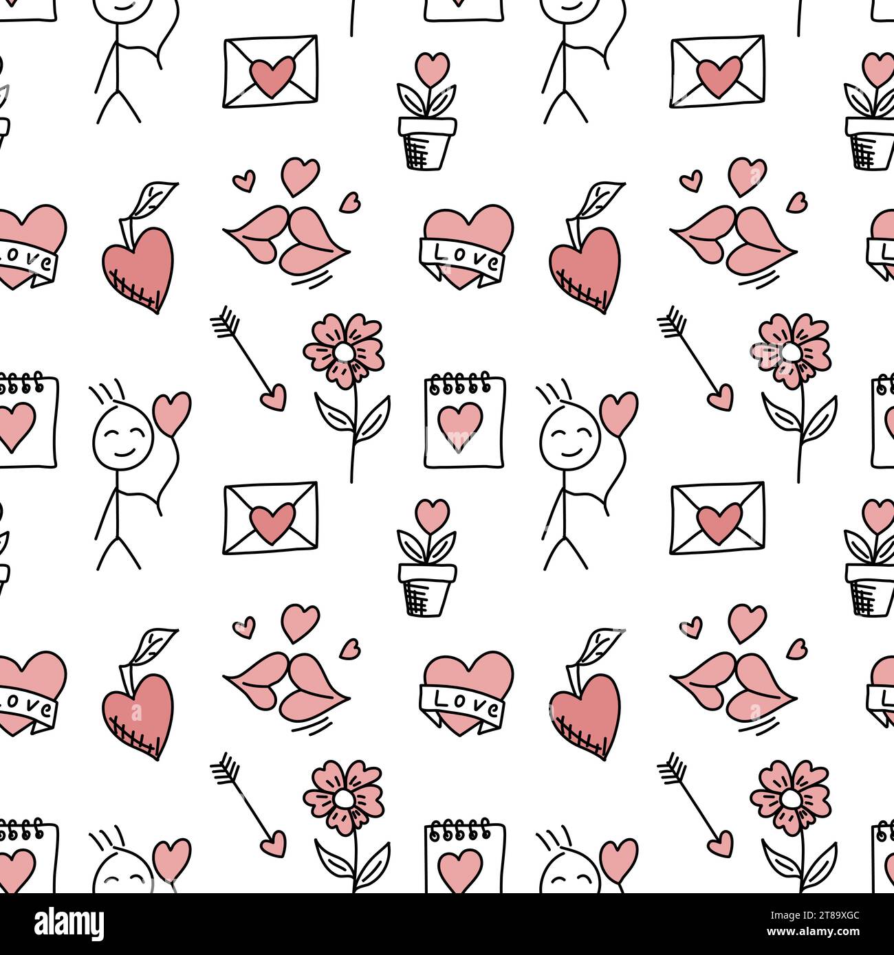 Vector illustration. Romantic doodle pattern for Valentines Day Stock ...