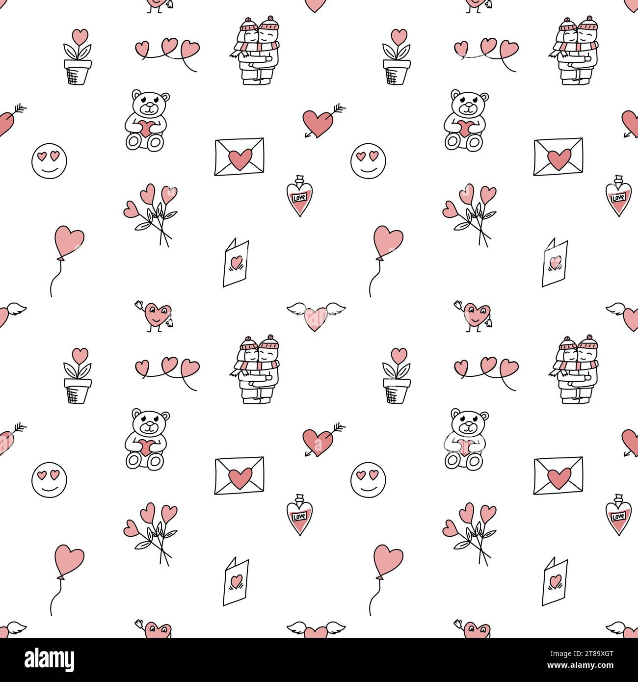 Vector illustration. Romantic doodle pattern for Valentines Day Stock ...