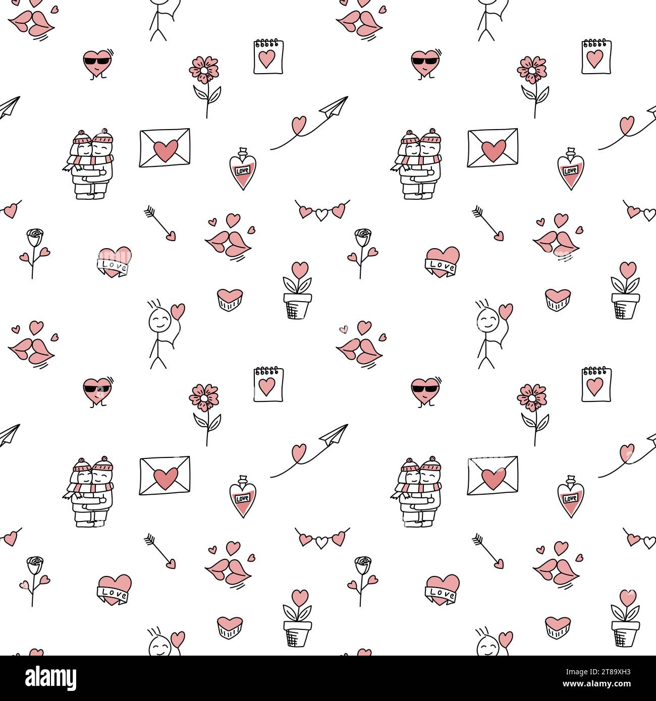 Vector illustration. Romantic doodle pattern for Valentines Day Stock ...