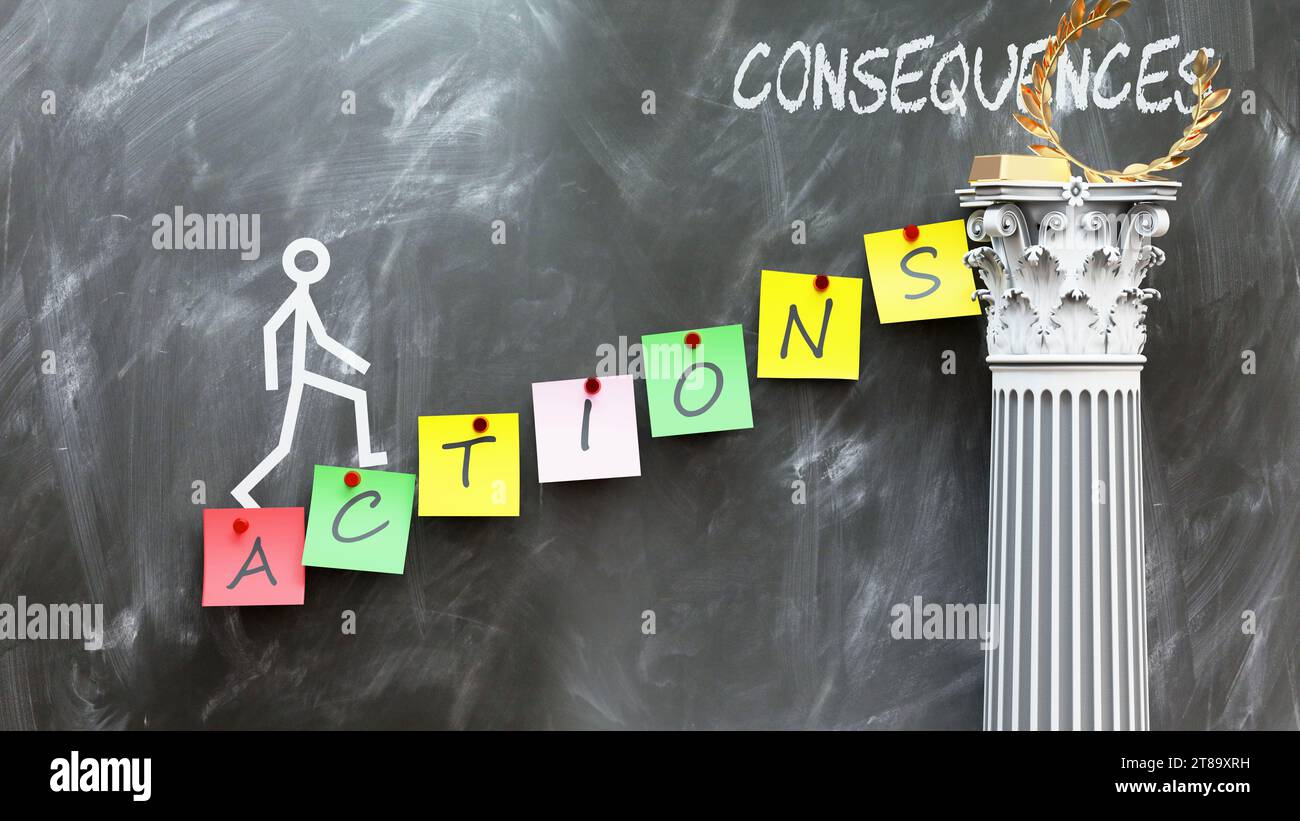 Actions leads to Consequences - a metaphor showing how actions makes ...