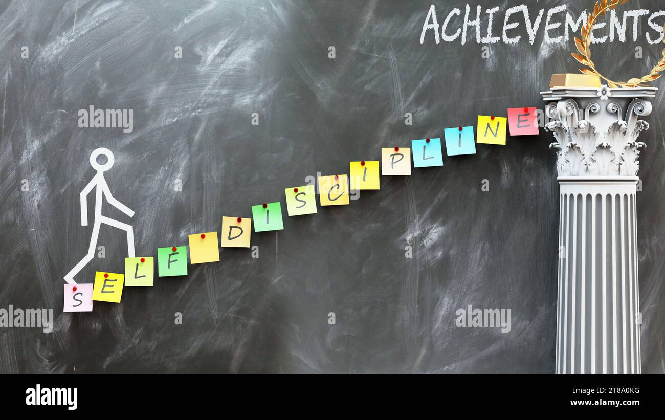 Self discipline leads to Achievements - a metaphor showing how self discipline makes the way to ...
