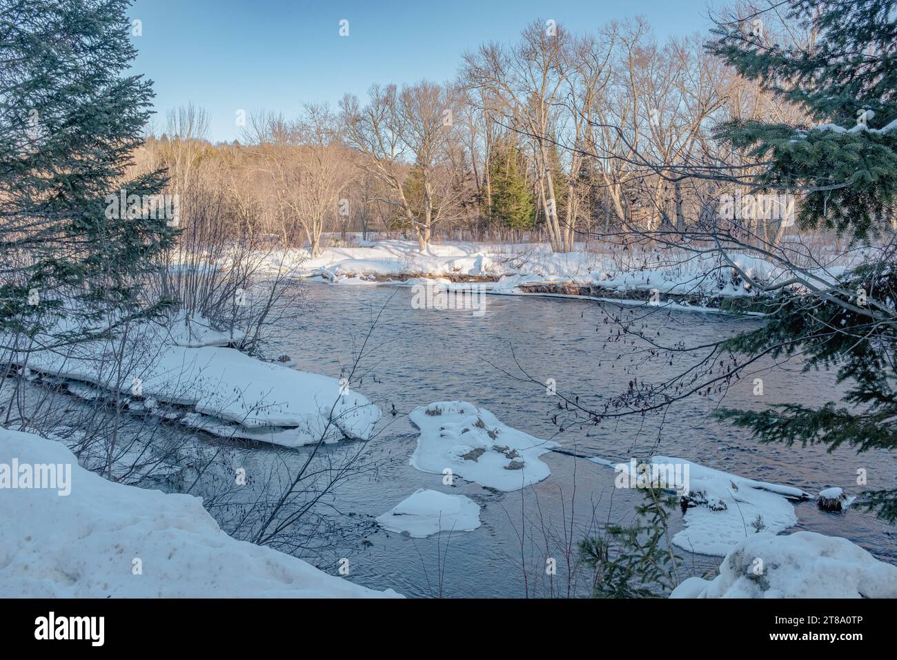 Devil's River in Mont Tremblant taken on a sunny winter day Stock Photo ...