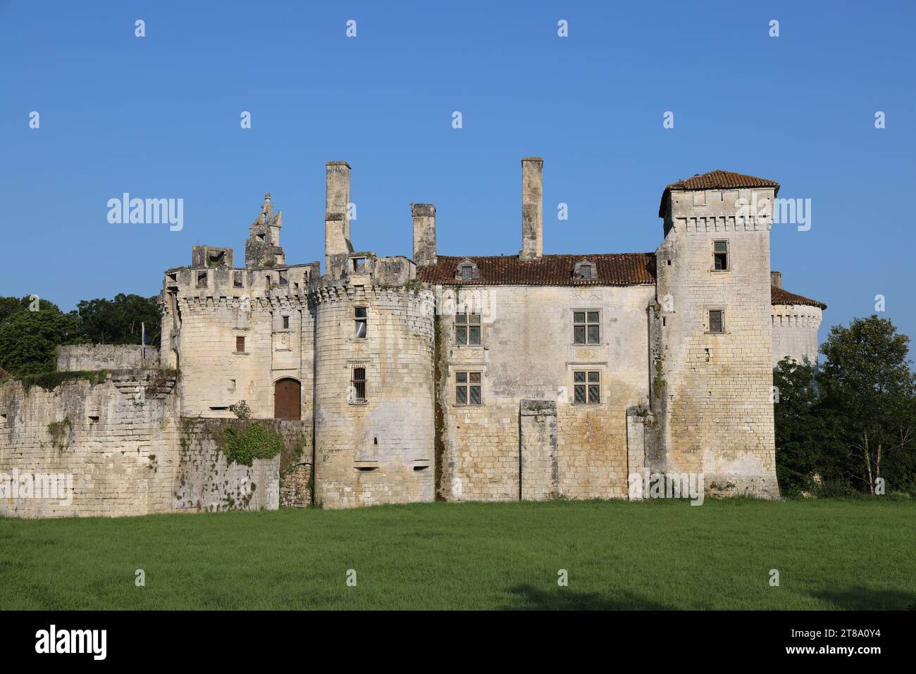 The Château de Mareuil in Périgord Vert. It is a lowland fortified ...