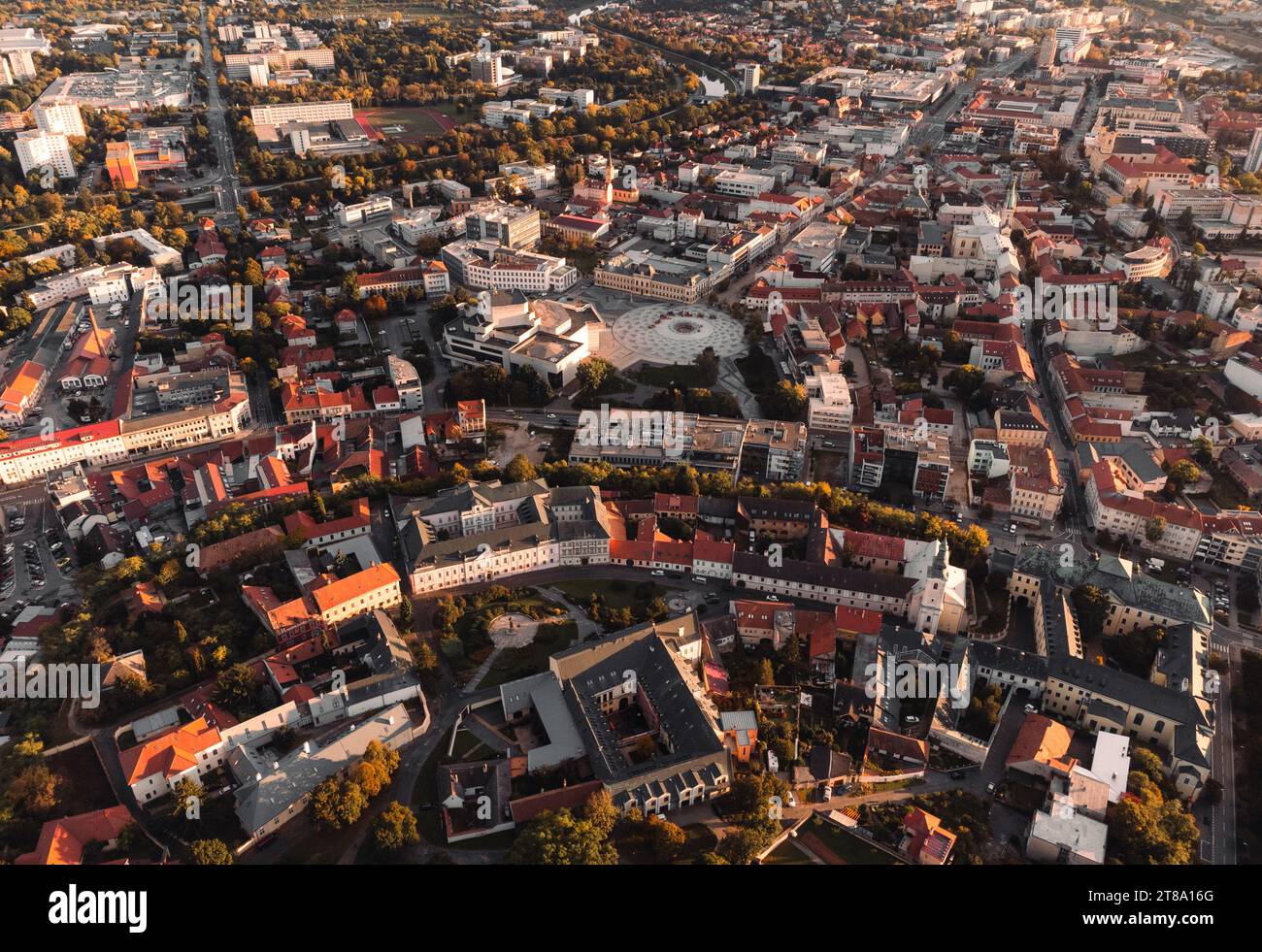 Aerial view of Nitra city in Slovakia - old town taken by drone ...