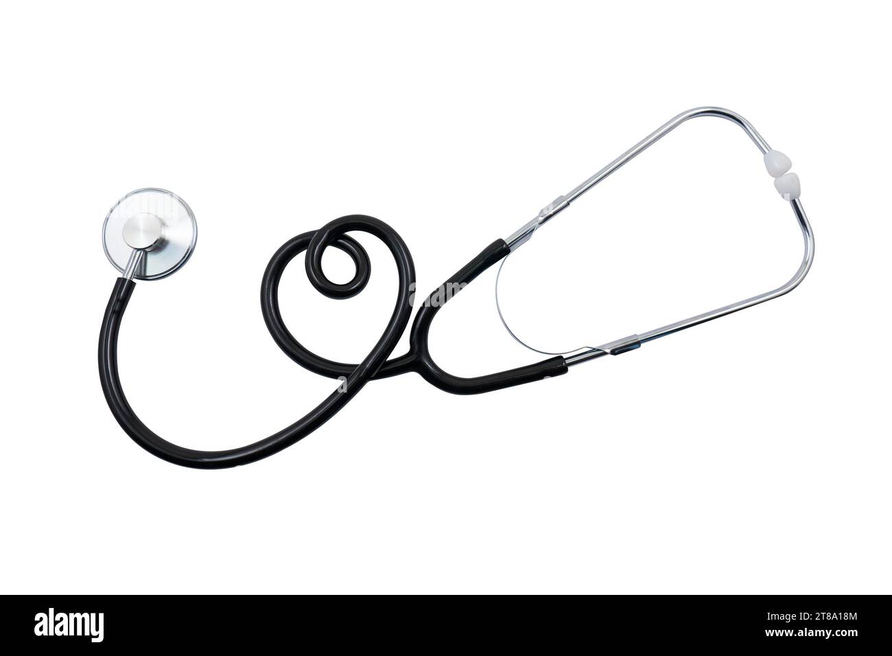 Stethoscope twisted in the shape of a heart, isolated on a white ...