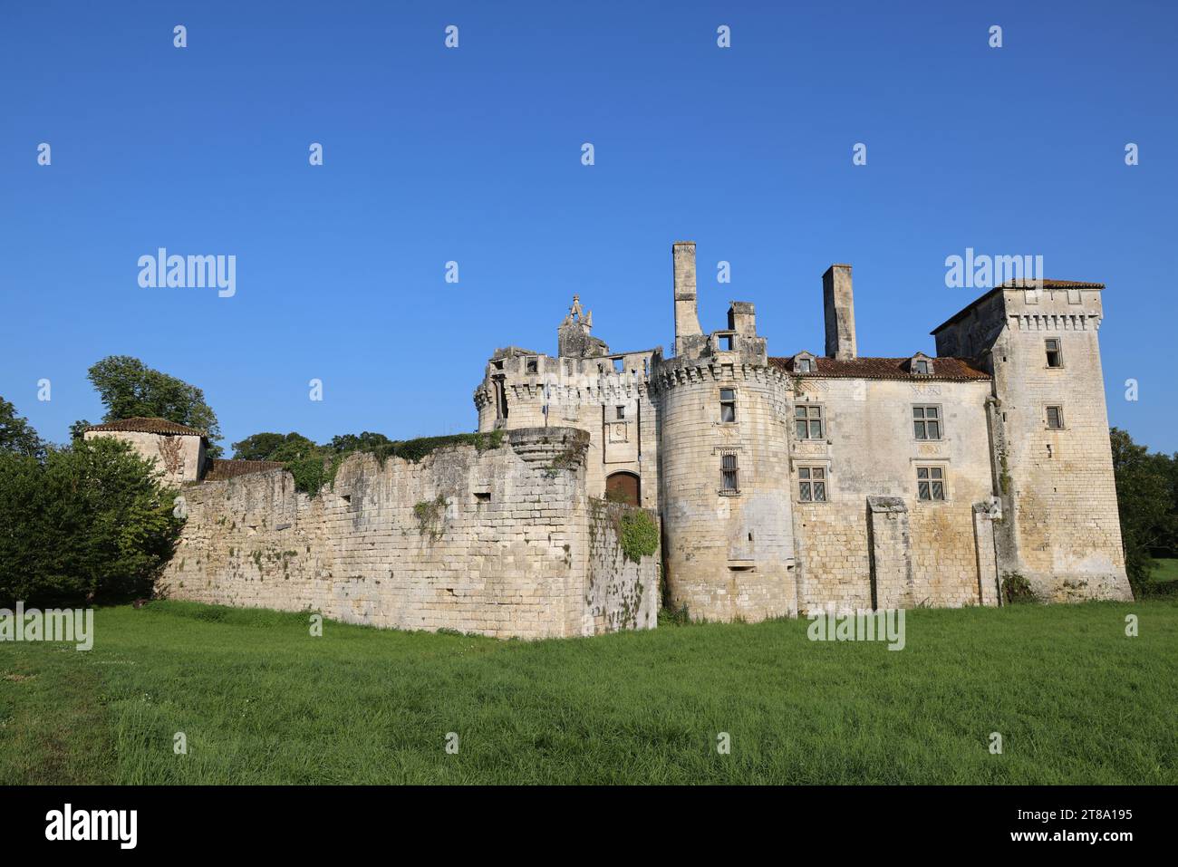 The Château de Mareuil in Périgord Vert. It is a lowland fortified ...