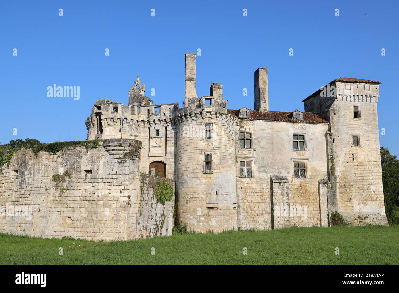 The Château de Mareuil in Périgord Vert. It is a lowland fortified ...