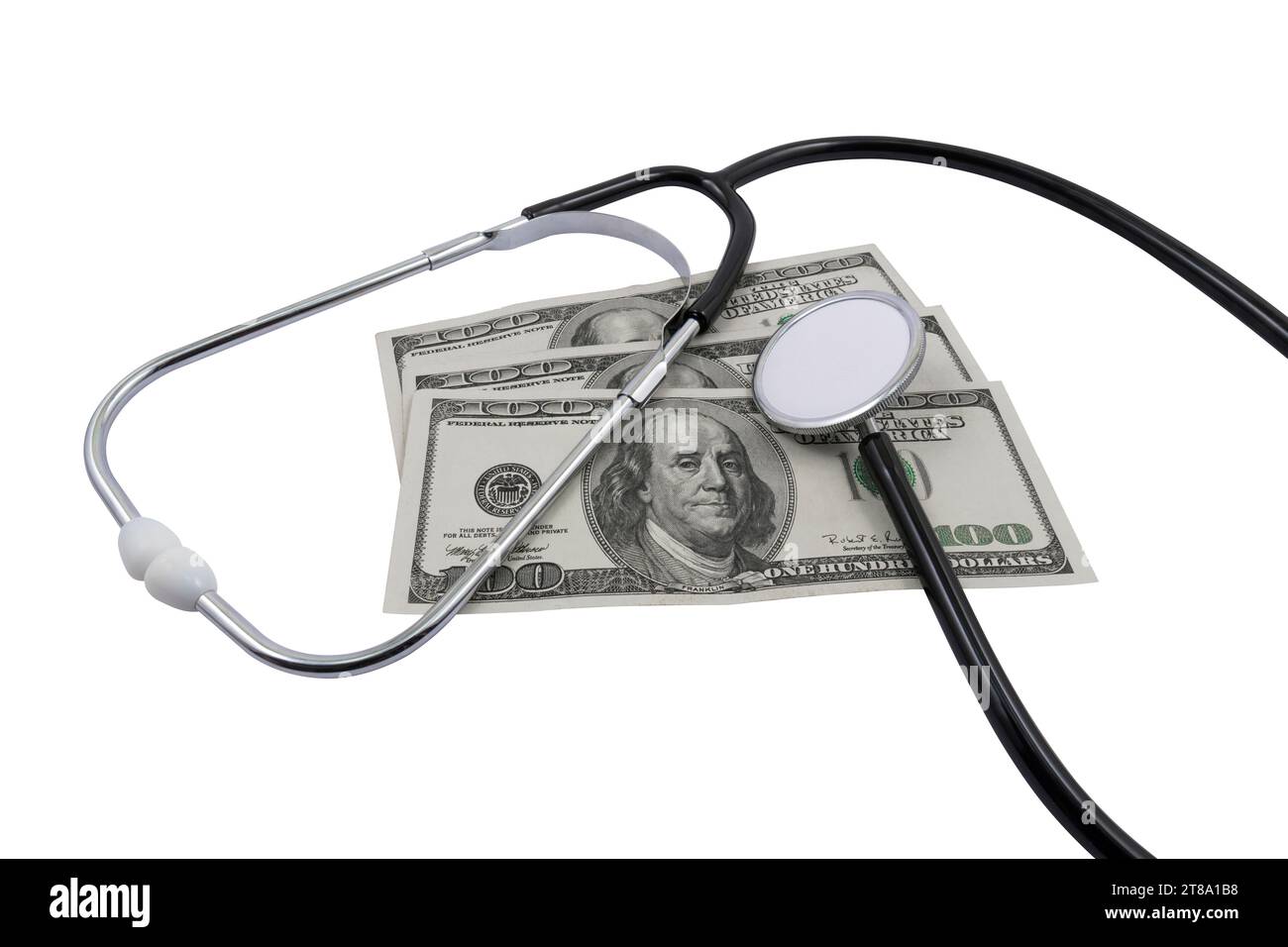 Medical stethoscope and money (dollars) isolated on white background ...