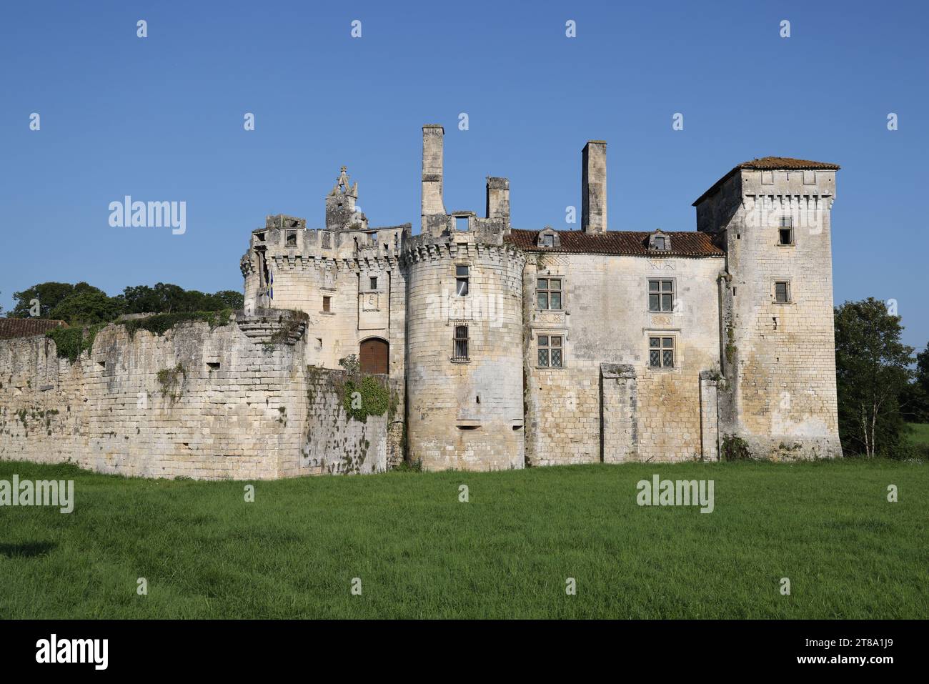 The Château de Mareuil in Périgord Vert. It is a lowland fortified ...